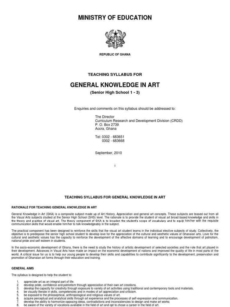 Final Gka Syllabus 13 10 10 | PDF | Educational Assessment | Aesthetics