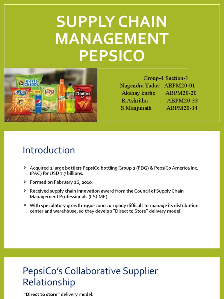 Supply CHAIN MANAGEMENT PepsiCo | PDF