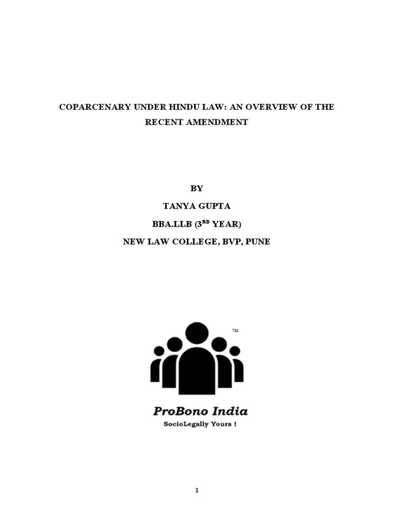 623 - COPARCENARY UNDER HINDU LAW - Tanya Gupta | PDF | Lawsuit ...