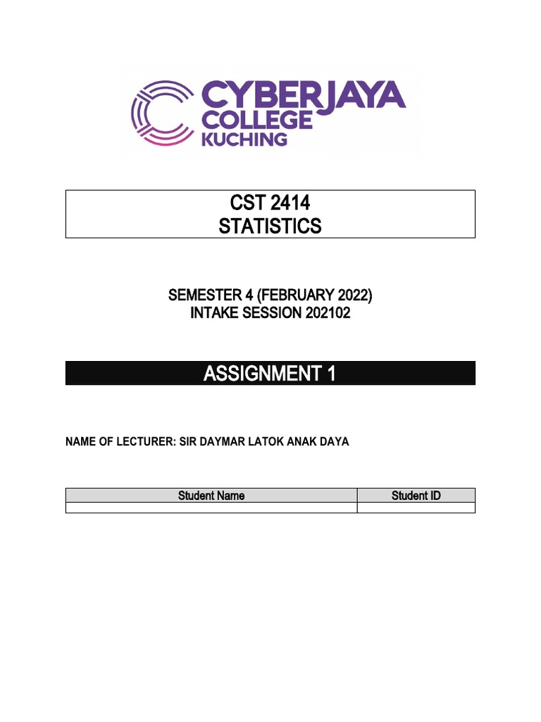CST 2414 Statistics: Assignment 1 | PDF | Career & Growth | Teaching Methods & Materials