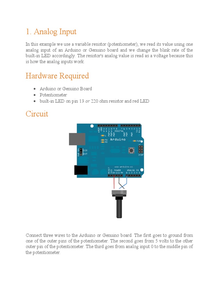 5b - Analog Input - Analog Read | PDF | Arduino | Analog To Digital ...