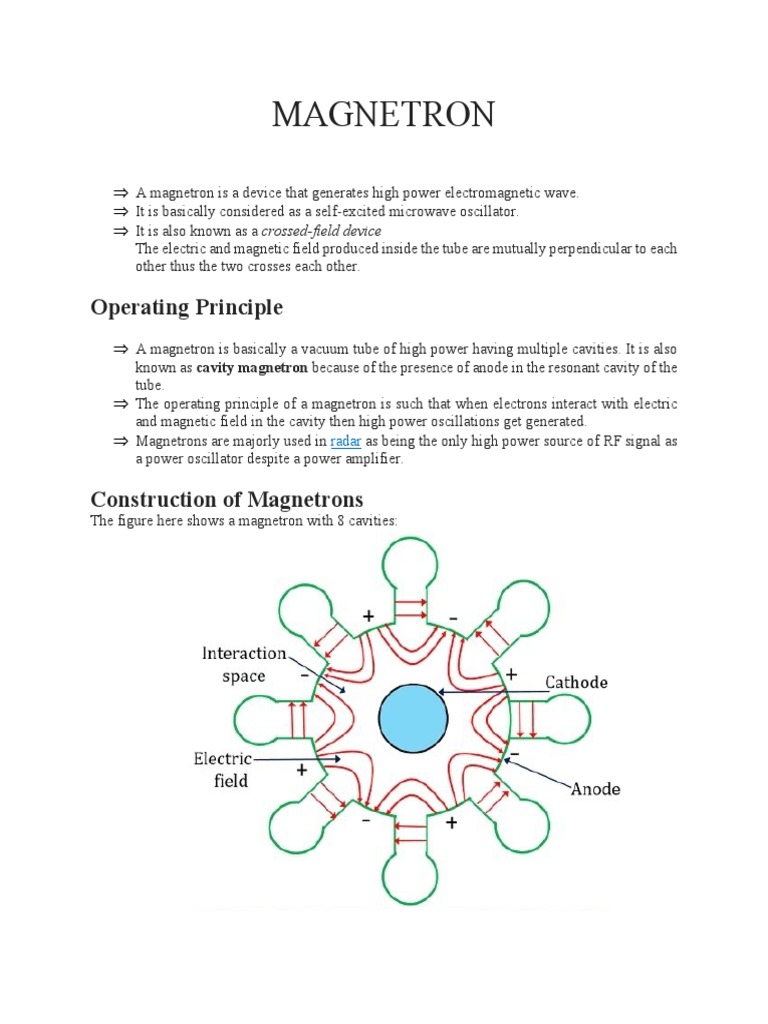 Magnetron: Operating Principle | PDF | Vacuum Tube | Electron
