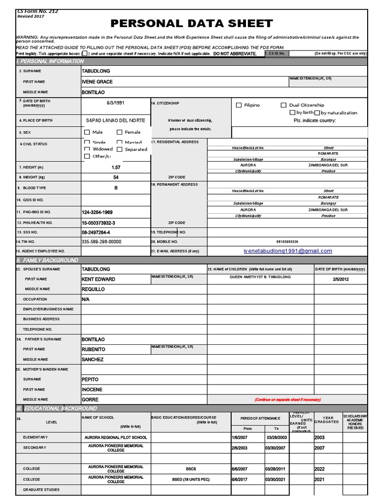 PDS CS Form No 212 Revised2017 | PDF | Passport | Justice