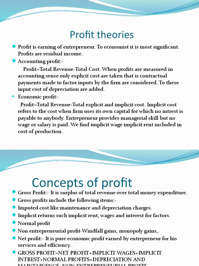 Profit Theories | PDF | Profit (Economics) | Entrepreneurship