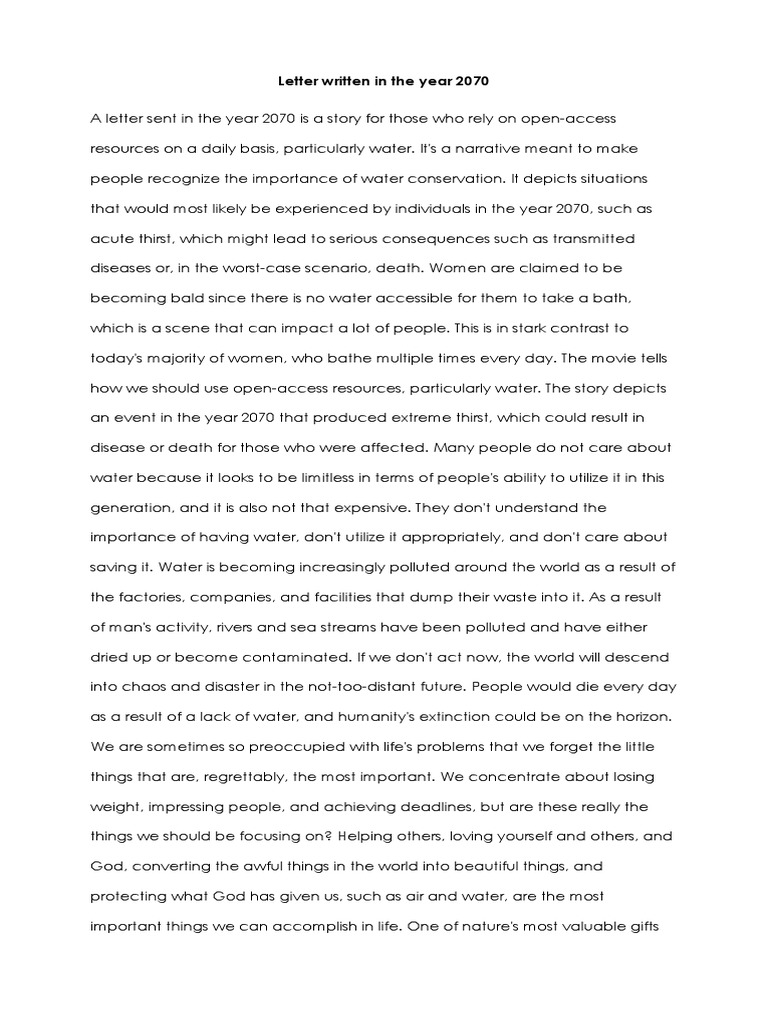 Letter Written in The Year 2070 | PDF