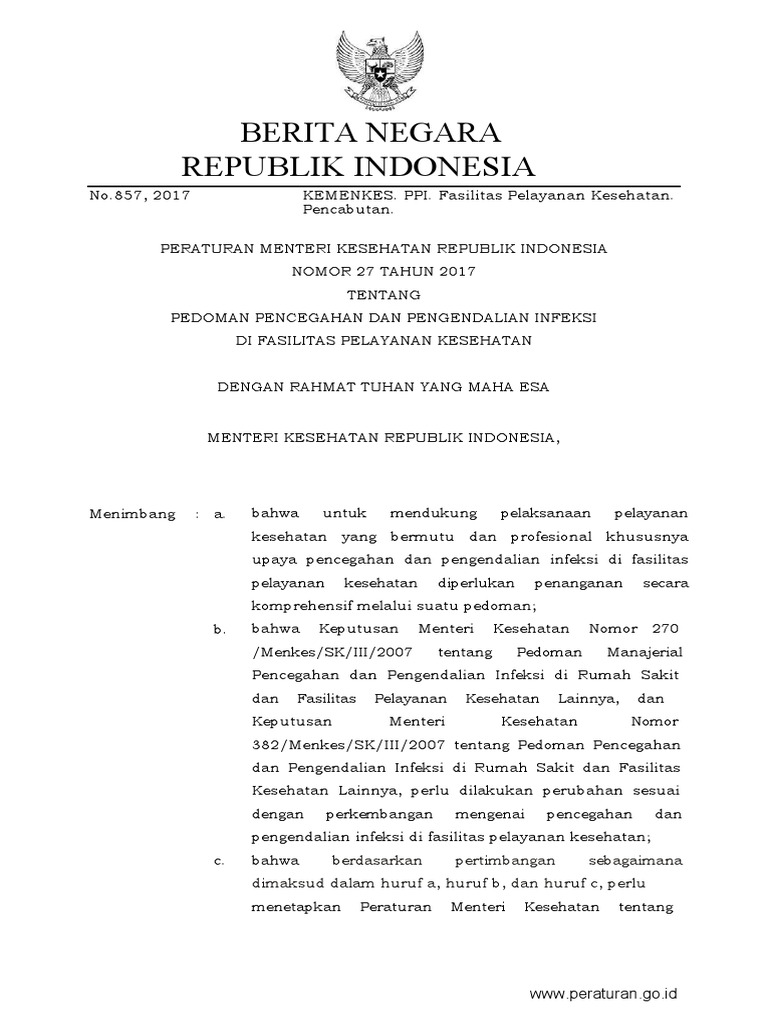 PMK Nomor 27 Tahun 2017 Tentang Pedoman PPI | PDF