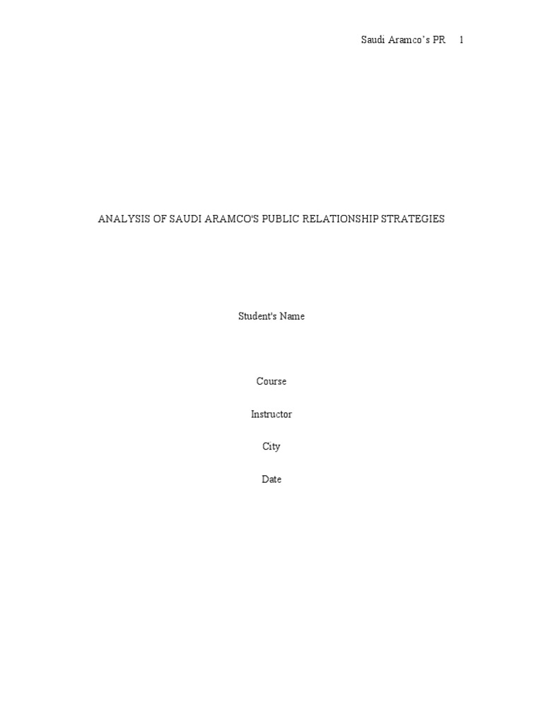 Aramco's Evolving PR Strategies Post-COVID | PDF | Public Relations ...