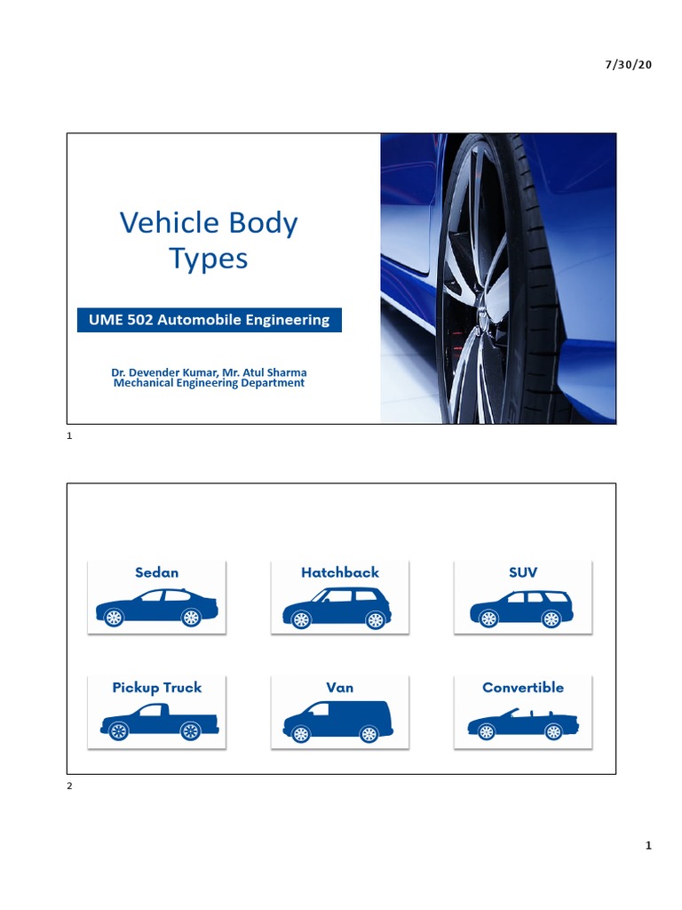 2.1 - Vehicle Body Types | PDF | Sedan (Automobile) | Truck