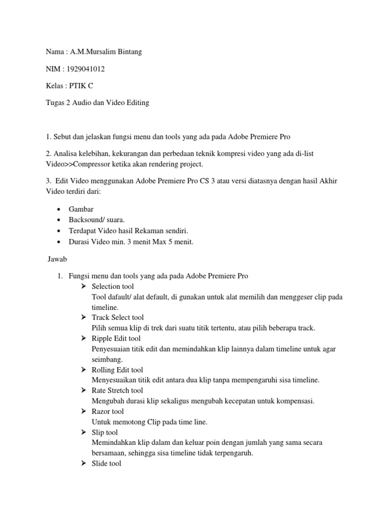 Tugas Audio Dan Video Editing | PDF