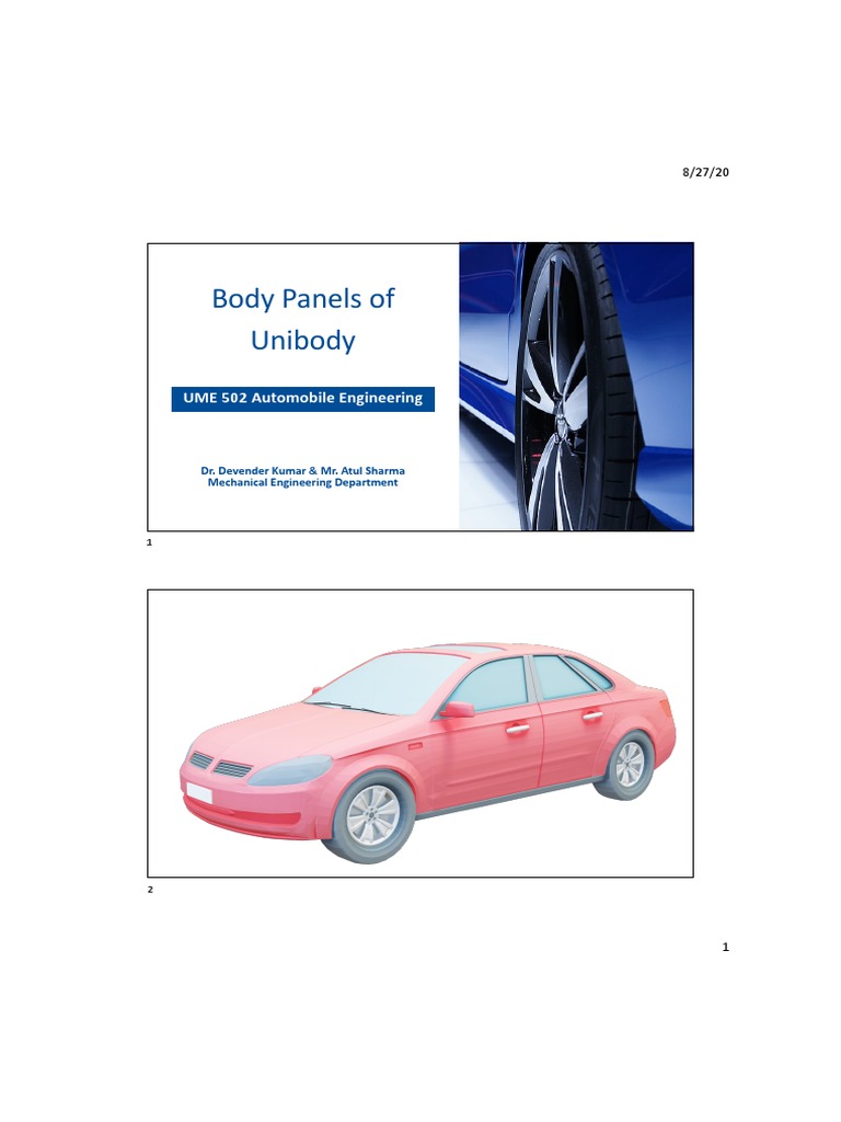 Body Panels of Unibody: UME 502 Automobile Engineering | PDF | Trunk ...