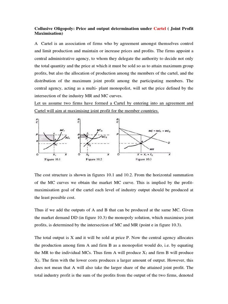 Collusive Oligopoly: Price and Output Determination Under (Joint Profit ...
