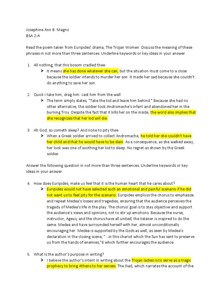 Analysis of Euripides' The Trojan Women | PDF | Trojan War | Iliad