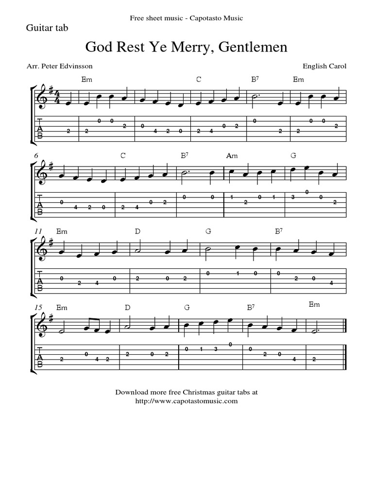 God Rest Ye Merry, Gentlemen: Guitar Tab | PDF | Christmas