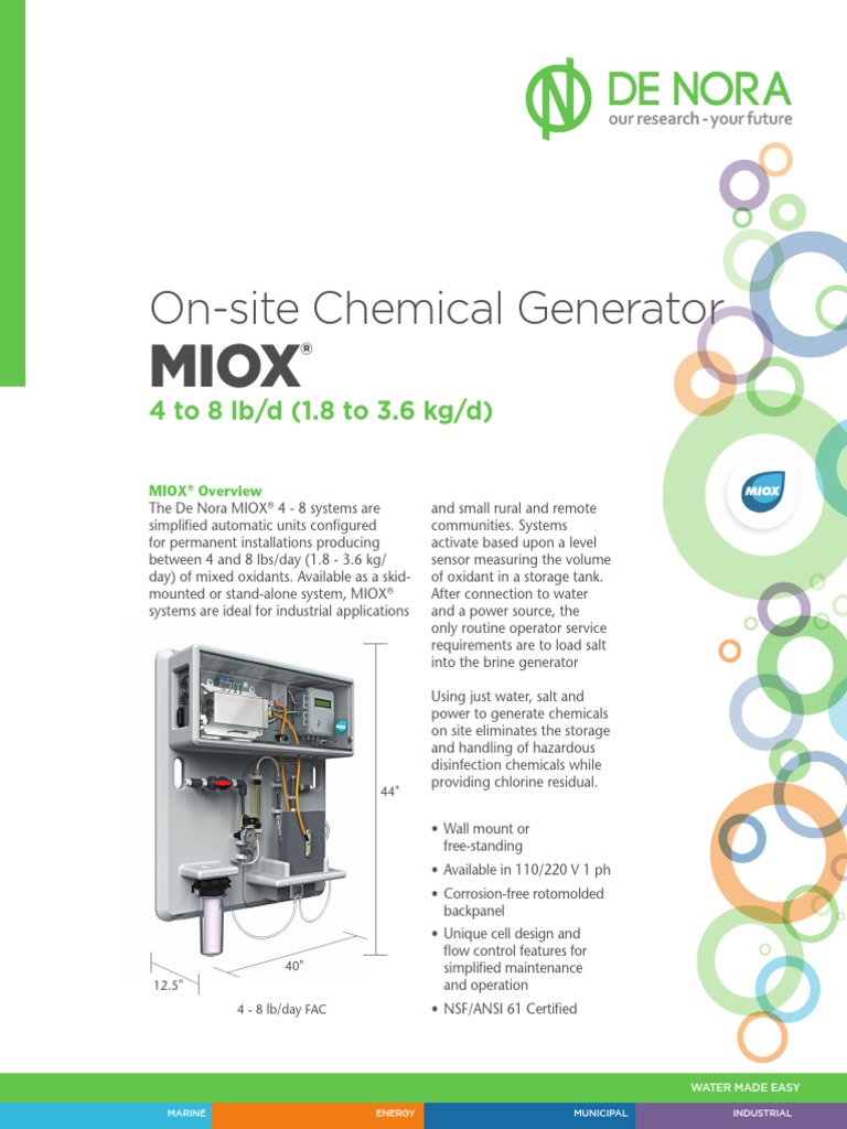 On-Site Chemical Generator: 4 To 8 LB/D (1.8 To 3.6 KG/D) | PDF | Water ...