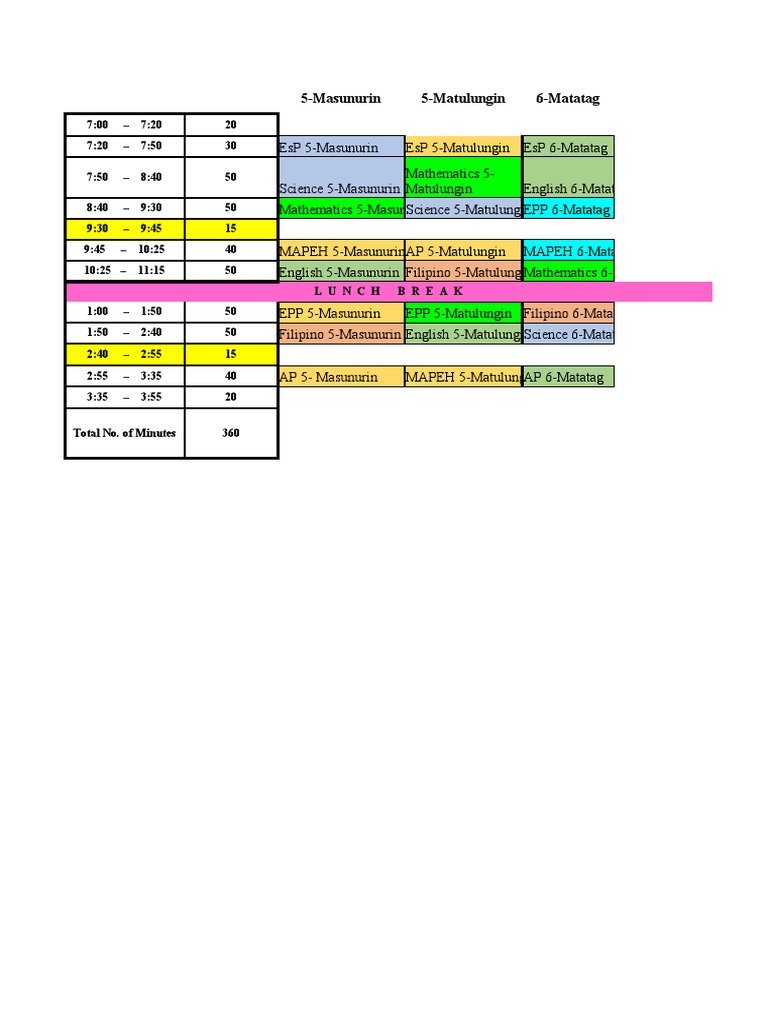 Daily Class Schedule Overview | PDF | Science