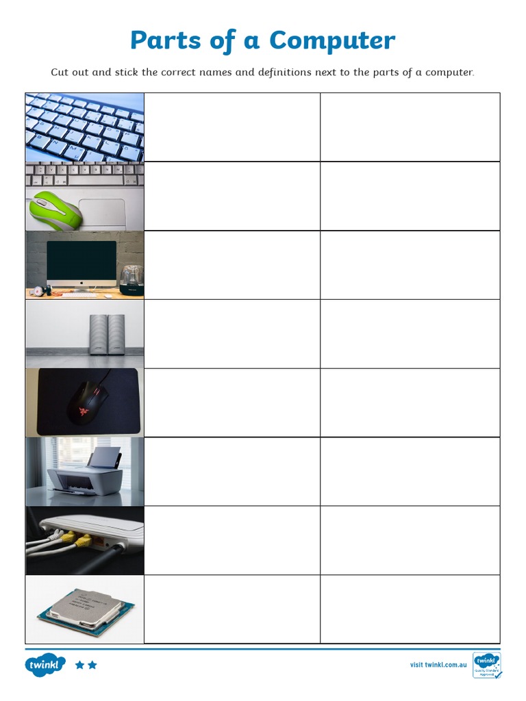 Au T2 D 145 Parts Of A Computer Differentiated Activity Sheets Ver