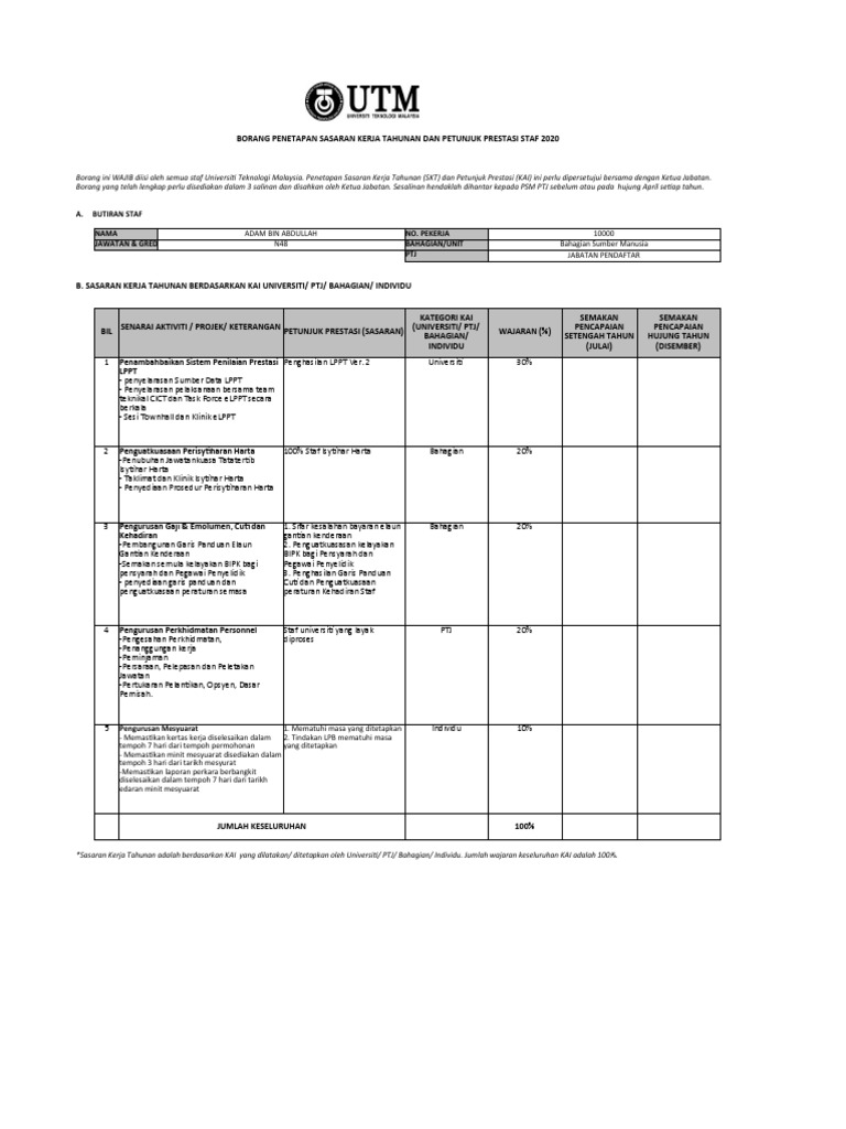 Borang SKT 2020 Sample PPP Latest 2 | PDF