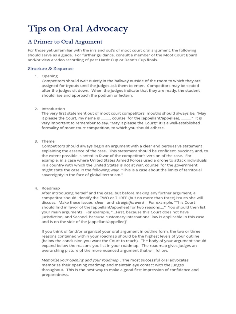 Tips On Oral Advocacy | PDF | Appeal | Argument