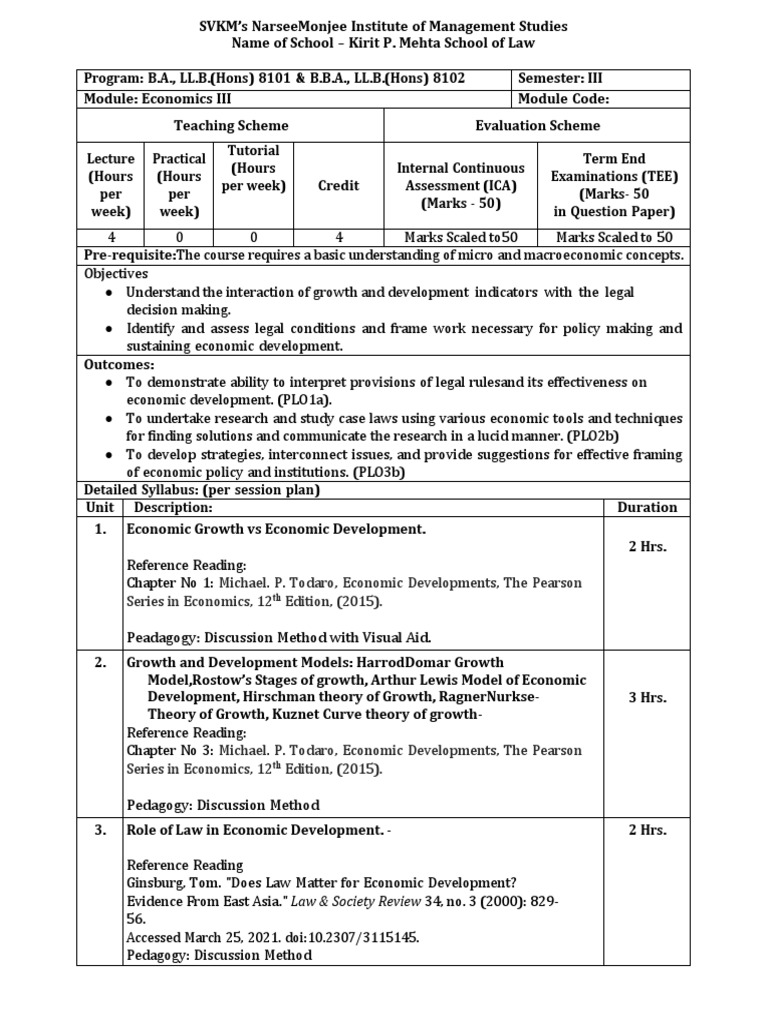 Course Outlines - Sem III - Economics III | PDF | Economics | Gini ...