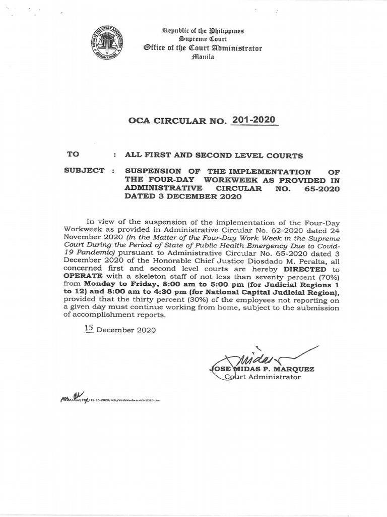 OCA Circular No. 201 2020 | PDF