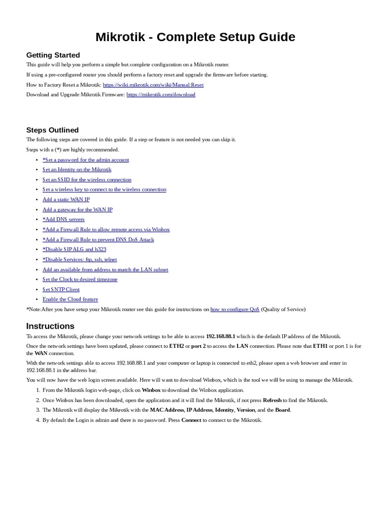 Mikrotik Router Setup Guide | PDF | Ip Address | Computer Network