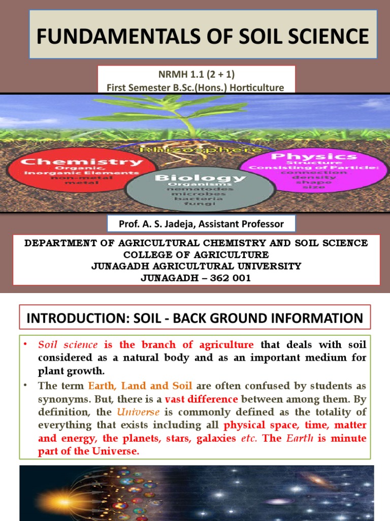 Fundamentals of Soil Science: NRMH 1.1 (2 + 1) First Semester B.Sc ...