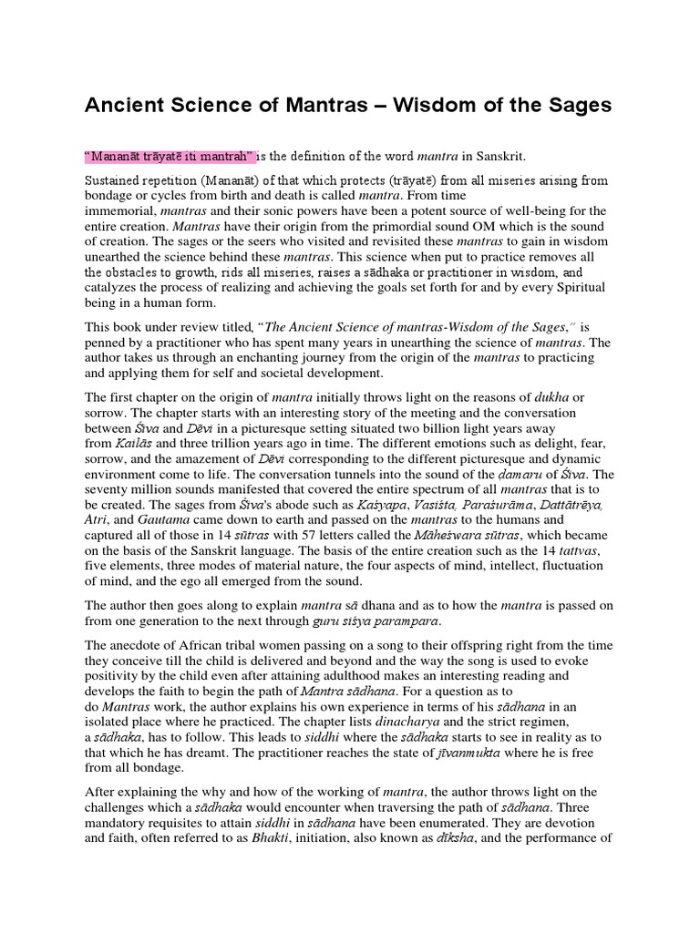 Ancient Science of Mantras 1 | PDF | Mantra | Guru