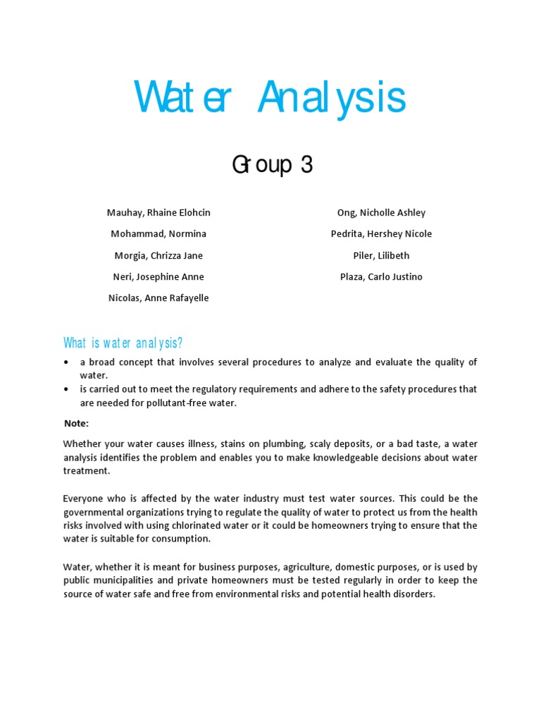 Water Analysis | PDF