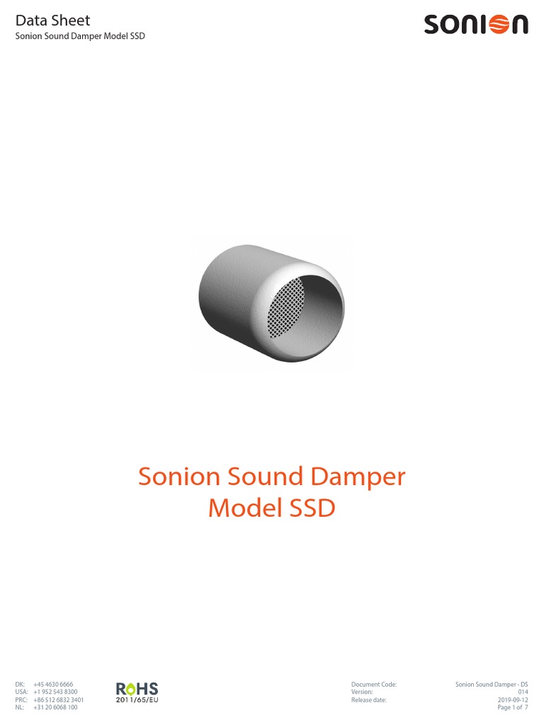 Sonion Sound Damper Model SSD | PDF | Solid State Drive | Packaging And ...