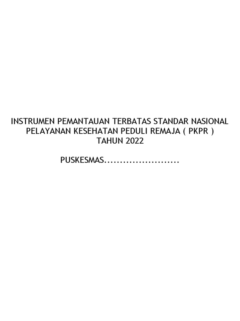 Contoh Pengisian Instrumen PKPR | PDF | Pengembangan Diri | Kesehatan ...