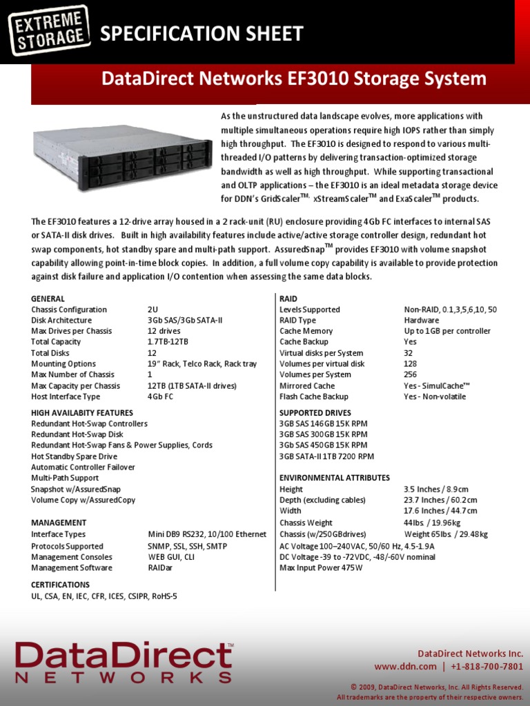 EF3010 Specification Sheet | PDF