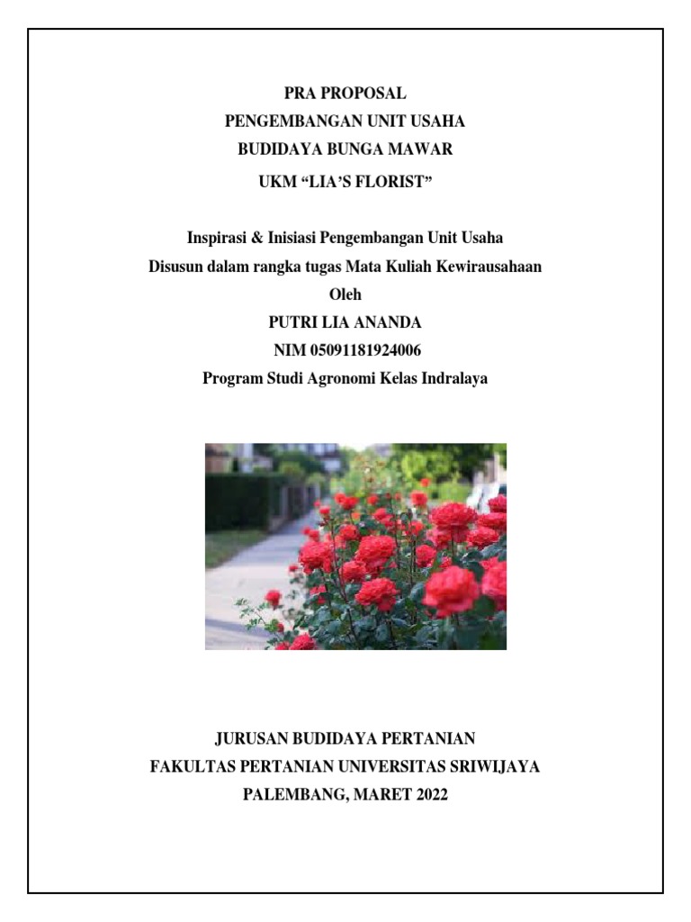 Proposal Usaha Budidaya Mawar - Putri Lia Ananda | PDF