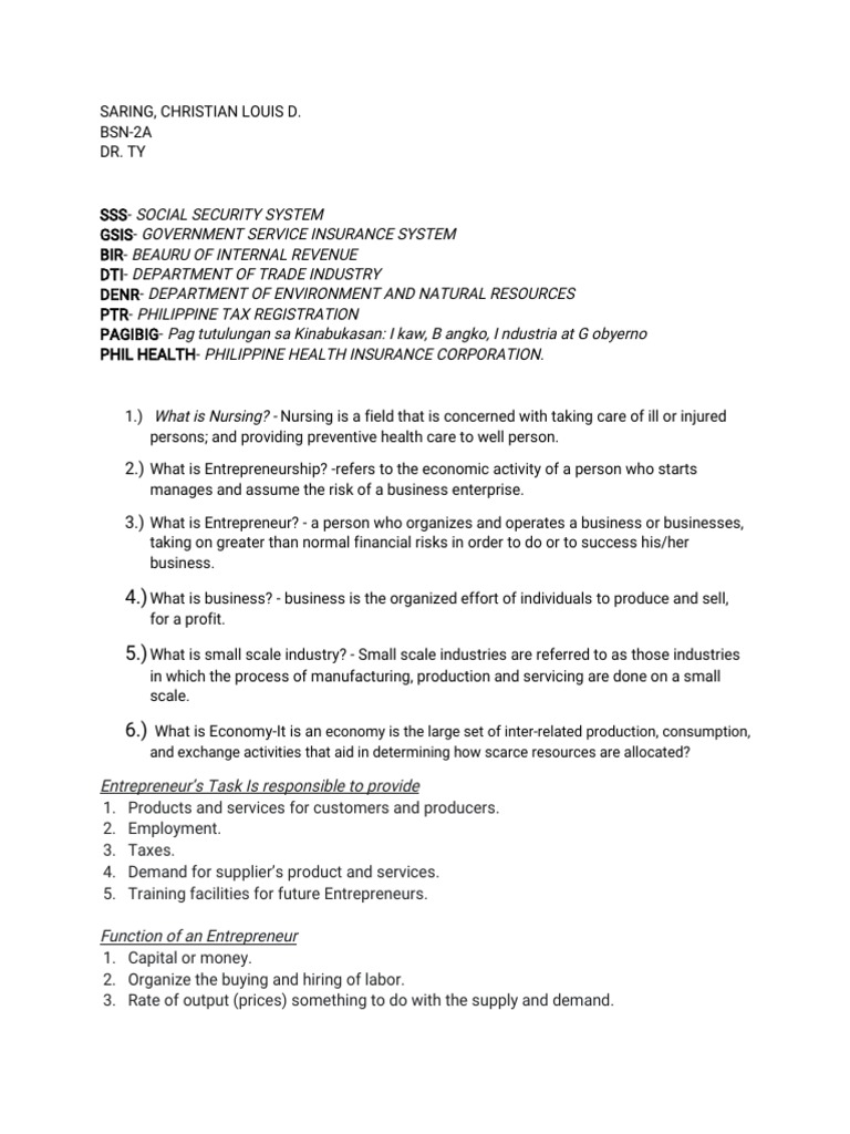 Nursing Entrep | PDF