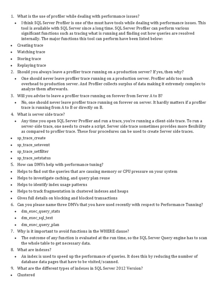 DBCC, DMVs and PT Q&A | PDF | Microsoft Sql Server | Database Index