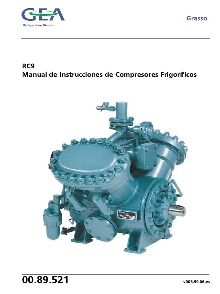 Manual de Compresores Grasso RC9 | PDF | Evaporación | Filtración