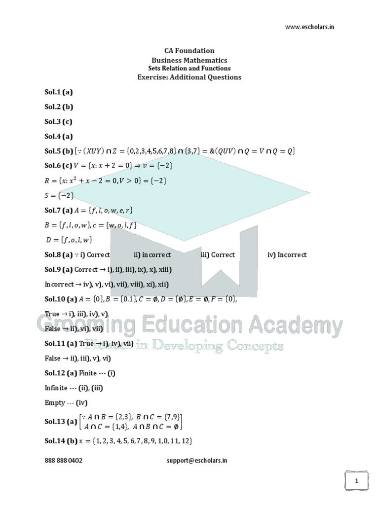 CA Foundation Business Mathematics Exercise: Additional Questions | PDF ...