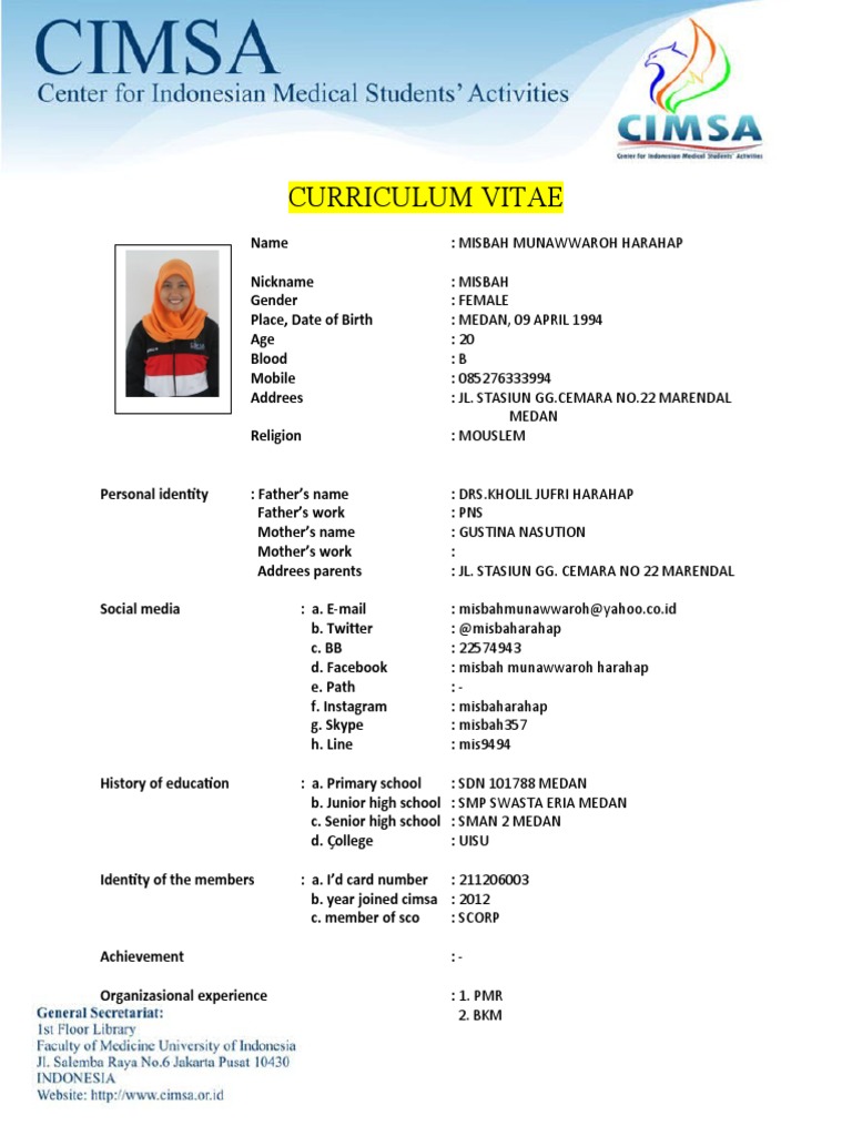 CV For CIMSA UISU Member Scorp - Bak | PDF
