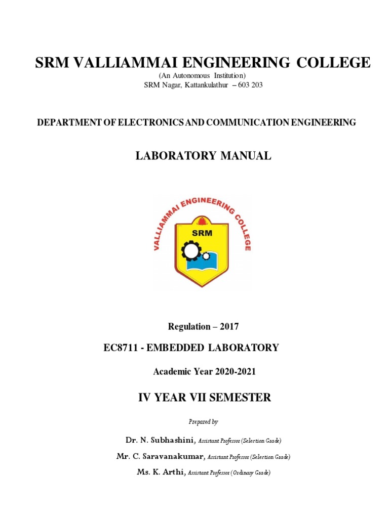 EC8711-Embedded Lab Manual | Download Free PDF | Analog To Digital Converter | Engineering
