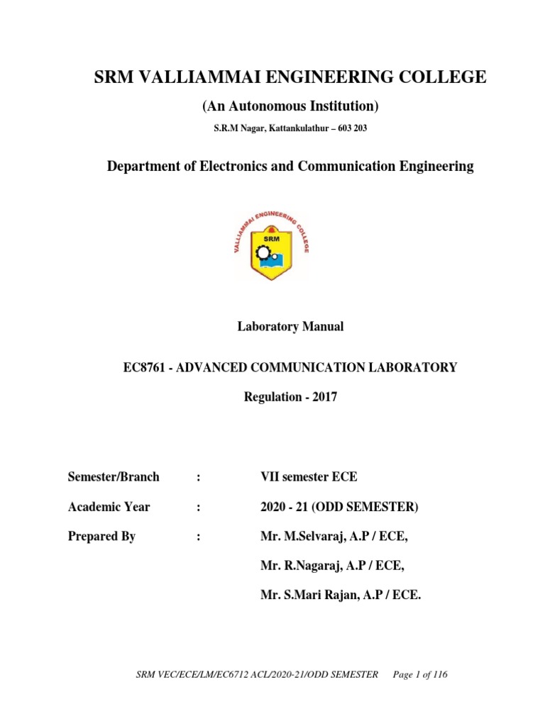 EC8761-Advanced Communication Lab Manual | PDF | Optical Fiber | Light ...