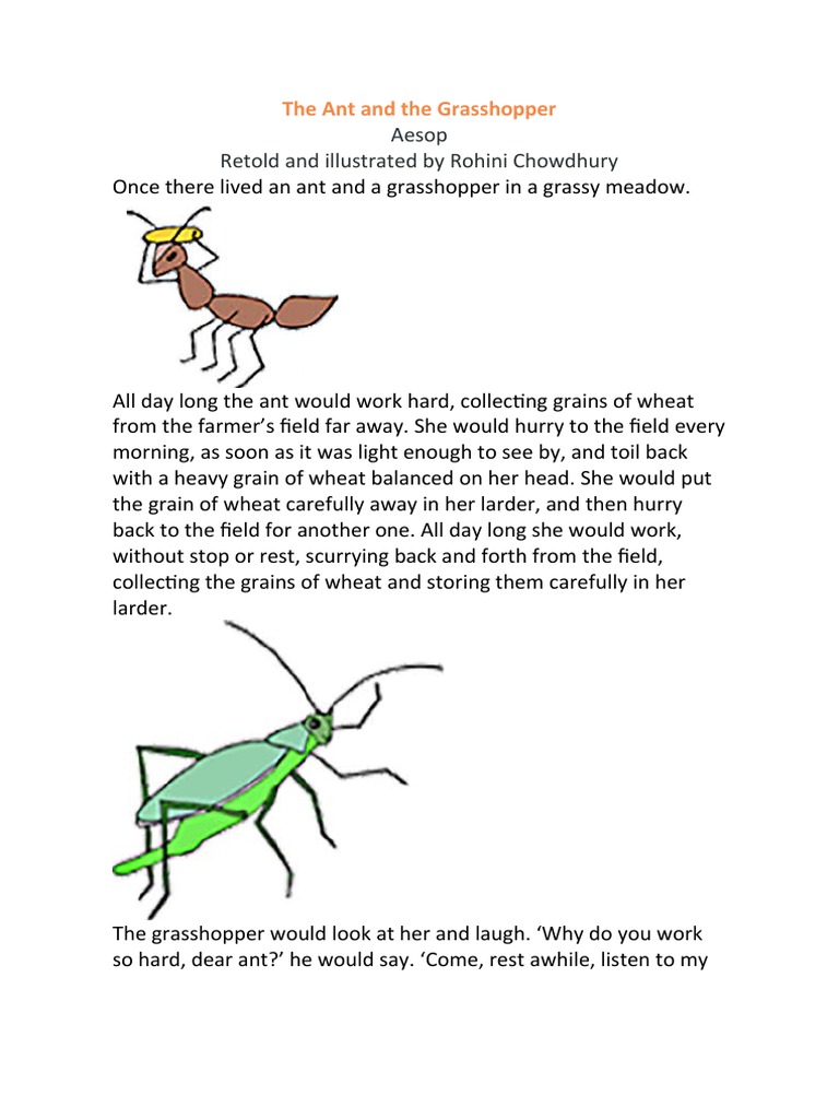 Aesop Retold and Illustrated by Rohini Chowdhury: The Ant and The ...