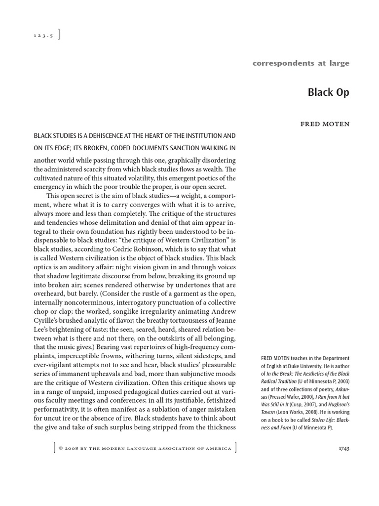 Fred Moten - Black-Op | PDF