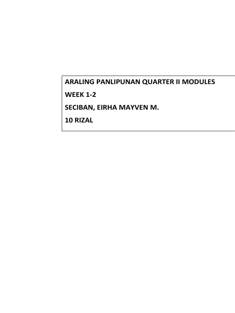 Araling Panlipunan Modules Q2 Seciban | PDF