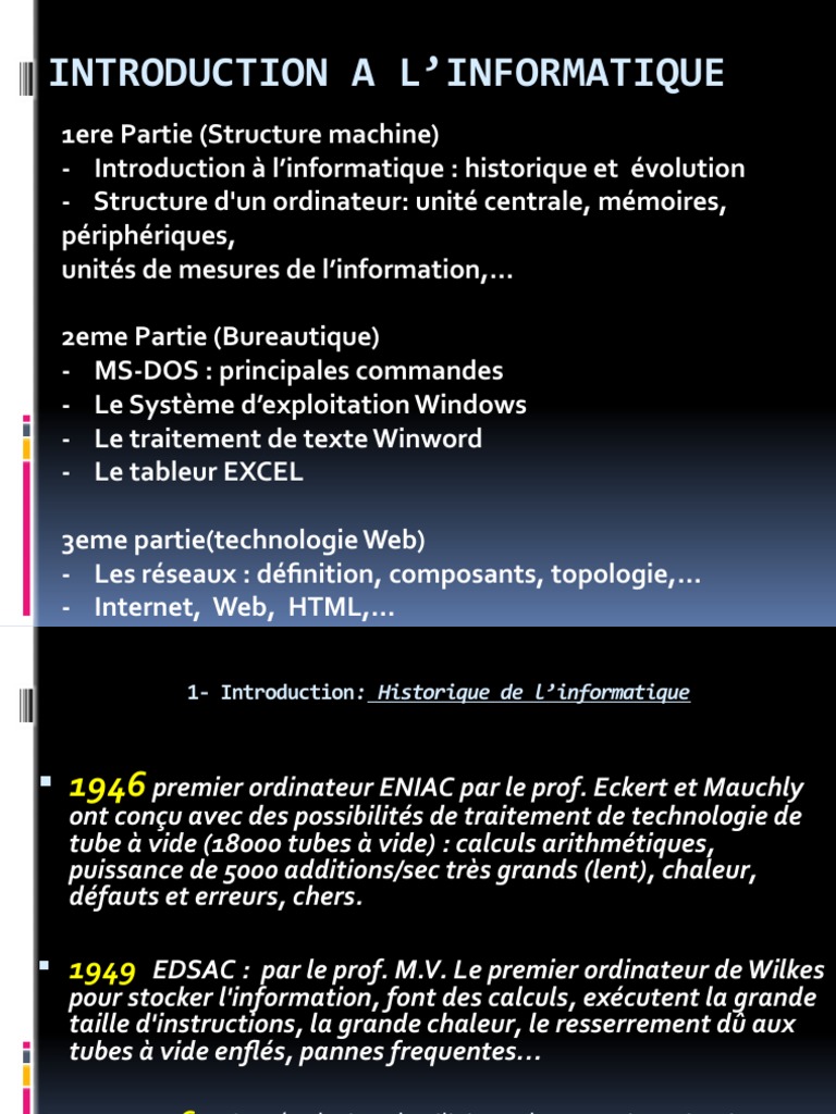 Informatique-Introduction Unite Centrale | PDF | Microprocesseur | Programmation