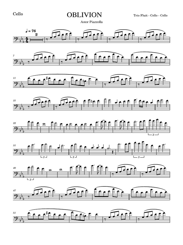 Piazzolla's Oblivion for Trio Flute & Cello | PDF