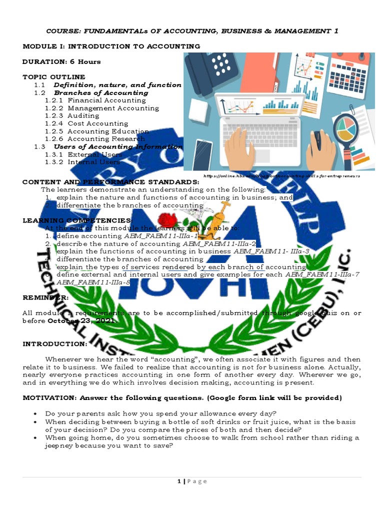 Bookkeeping NC Iii - Module 1 | PDF | Accounting | Financial Statement