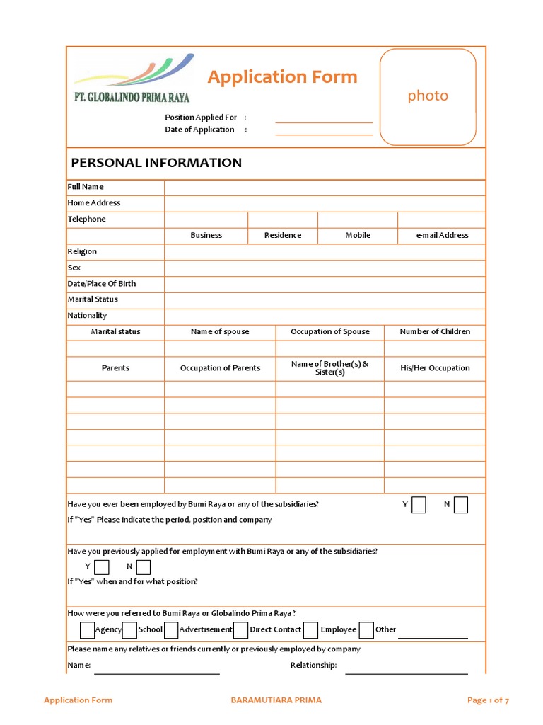 GPR Aplication Form | PDF | Employment