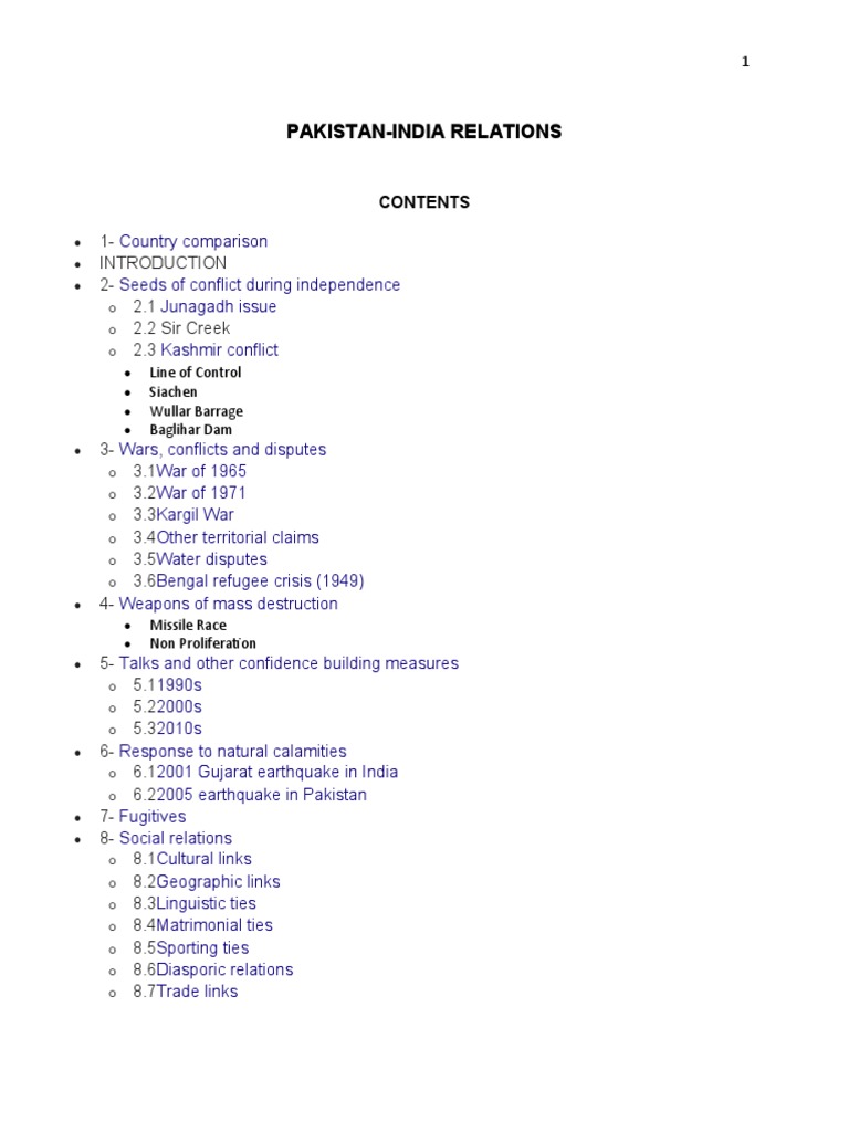 Pakistan India Relations | PDF | India–Pakistan Relations | Pakistan