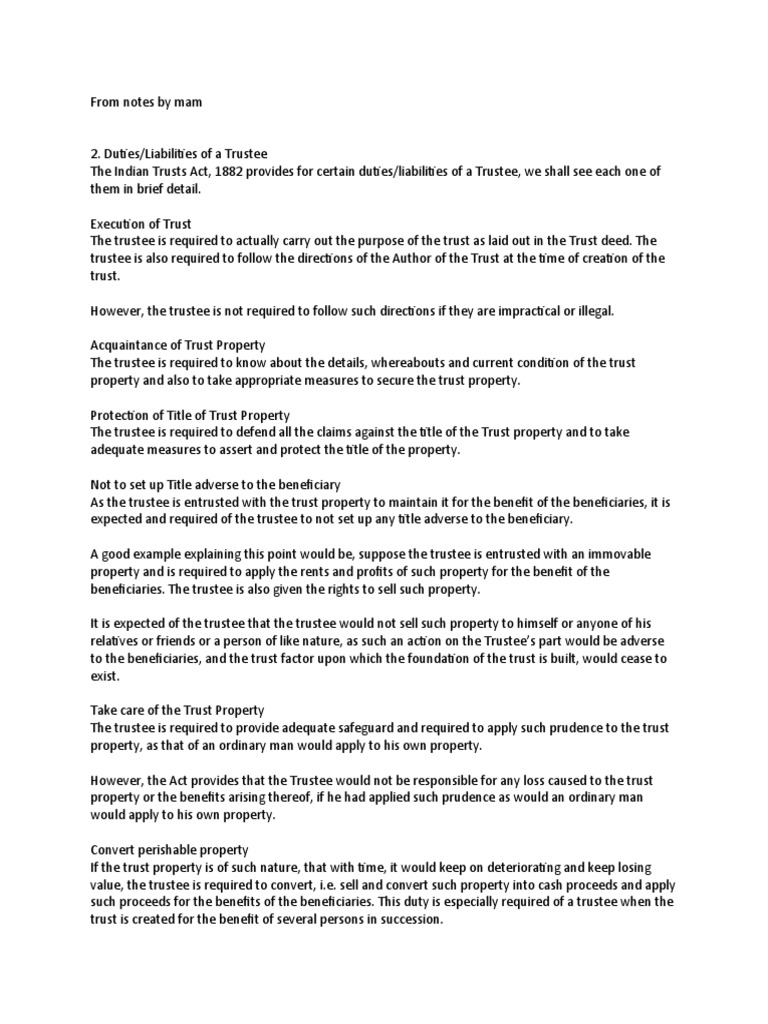 Trust Notes | PDF | Trust Law | Equity (Law)