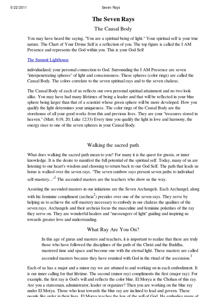 Seven Rays | PDF | Ascended Master | Chakra