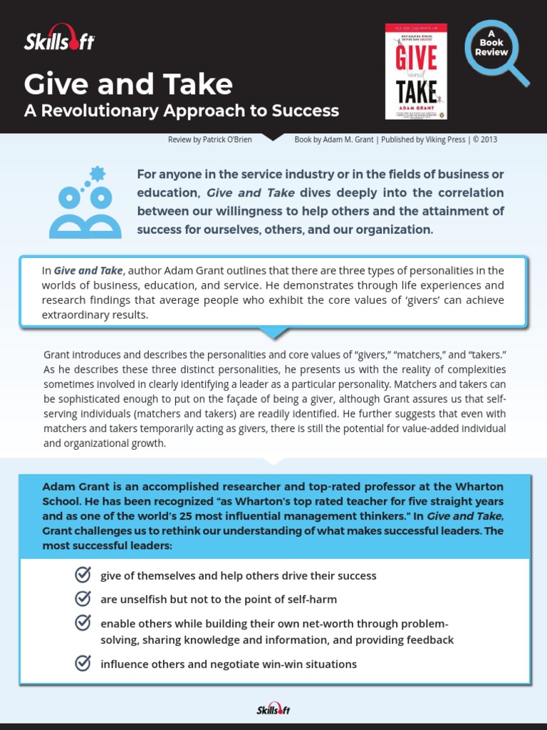 Give and Take: A Revolutionary Approach To Success | PDF | Self | Cognition